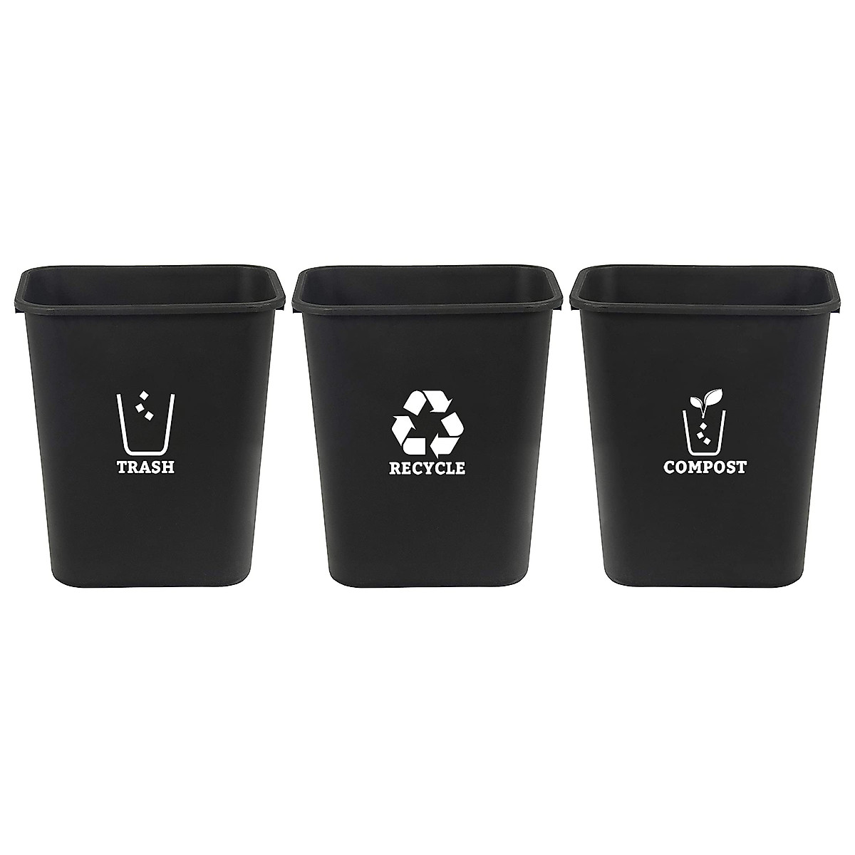 XTRAYXRAY Trash Recycle Compost Stickers Set of 3 Recycle Vinyl Decal Sticker for Trash Can, Compost Bin, Recycle Bin Symbol to Organize Garbage containers or Trash cans (White, 5 Inch)