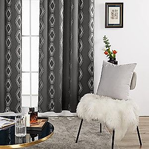 Deconovo Grey Blackout Curtains with Geometric Pattern, Living Room Curtains 72 Inch Length, Soundproof Window Panels for Nursery (Grey, 52W x 72L Inch, 2 Panels)