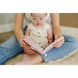 My First Photo Album for Baby - Baby Girl on Soft Fabric Cover in Pink, Holds 15 Photos, Wipeable Pages, Baby Safe Mirror - Baby's First Photo Album by Genius Baby Toys
