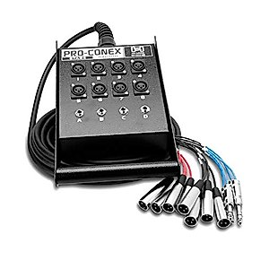 Hosa SH-8X4-25 Pro-Conex Stage Box Snake, Hosa 8 x XLR Sends and 4 x 1/4 in TRS Returns, 25 ft
