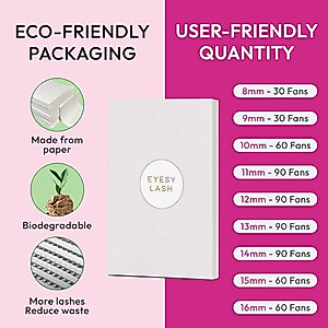 Eyesy Lash 1200 Easy Promade Fans - 5D 0.07 Curl C Mixed Lengths 8-16mm - Ultra Speed 40 Lines Eyelash Trays Volume Premade Lash Fans Handmade Pre Made Eyelash Extensions Fluffy Soft Pointy Base