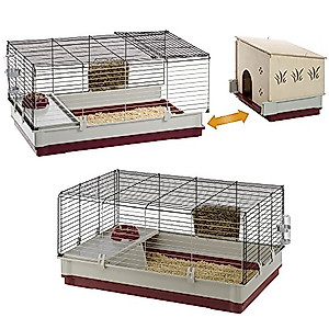 Krolik Extra-Large Rabbit Cage w/ Wood Hutch Extension Rabbit Cage Includes All Accessories and Measures 55.9L x 23.62W x 19.68H and Includes ALL Accessories