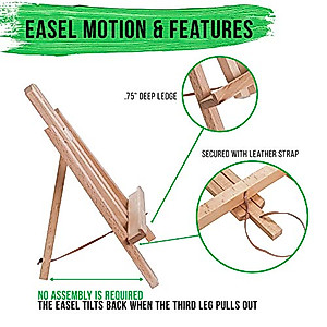 U.S. Art Supply 11" Small Tabletop Display Stand A-Frame Artist Easel - Beechwood Tripod, Painting Party Easel, Kids Students Classroom Table School Desktop - Portable Canvas Photo Picture Sign Holder