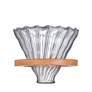 COFISUKI Glass Coffee Dripper/Filter - Glass Pour Over Coffee Cone with Bamboo Stand, Drip Coffee Maker Funnel Accessories for Home or Office, 1-4 Cups