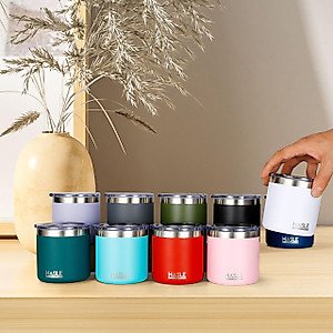 HASLE OUTFITTERS 10oz Insulated Tumblers with Lid and Straw,Stainless Steel Tumbler Travel Coffee Mug,Double Wall Reusable Tumbler Cup for Iced and Hot Drinks(Black,1 Pack