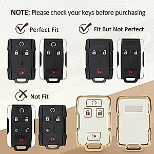 HelloAuto Key Fob Cover for Chevy Chevrolet Silverado Colorado 2014-2020, Soft TPU Key Cover Case for GMC Canyon Sierra 1500 2500 3500 HD Protection Shell Accessories (White) FCC ID: M3N-32337100