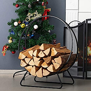 DOEWORKS 23 Inches Solid Steel Log Hoop Heavy Duty Firewood Racks