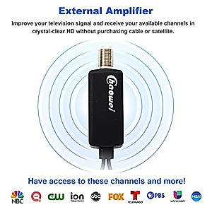 Chaowei High Gain TV Antenna Amplifier Signal Booster for HD TV Antenna with USB Power Supply, Boost Any Passive Antenna up to 50 Miles Range Gain 25dB