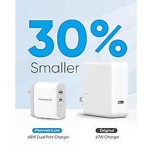 USB C Charger, PowerLot 68W 2 Port GaN PD& QC USB-C Power Adapter, 60W USB C Wall Charger for MacBook Pro, iPad pro Charger Block, 18W USB A Fast Charger for iPhone 12 Pro Max/ 11 Pro Max/iPad Air