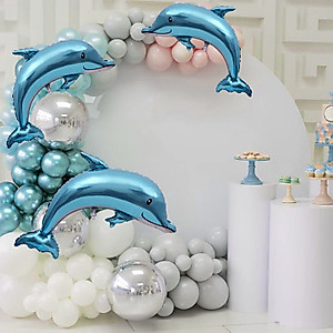 4 Pcs Dolphin Balloons Giant Dolphin Shape 46 Inch Large Foil Mylar Balloons for Birthday Party Decorations Ocean Theam Party Kids Baby Shower Weeding Gift