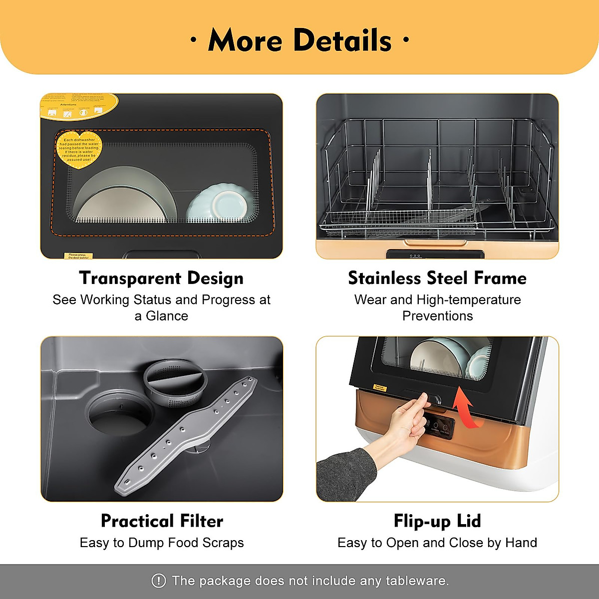 Goudergo Portable Dishwasher,Spray Type Mini Dish Washer,1200W Countertop Dishwasher for Small Sized Houses & Apartments & Dorms & Boats & Campers/RVS,Etc (PP+ABS+metal)