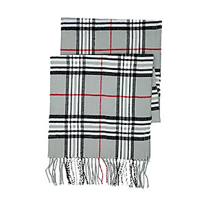 Achillea Classic Plaid Check Cashmere Feel Winter Scarf (Classic Grey Plaid)