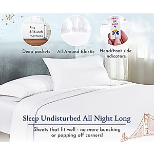 California Design Den Full Size Sheet Sets, Natural 100% Cotton Sheets, Soft Luxury 400 Thread Count Sateen 4 Pc Bedding Sheets & Pillowcase Set, Deep Pocket Cooling Sheets (Bright White Sheets)