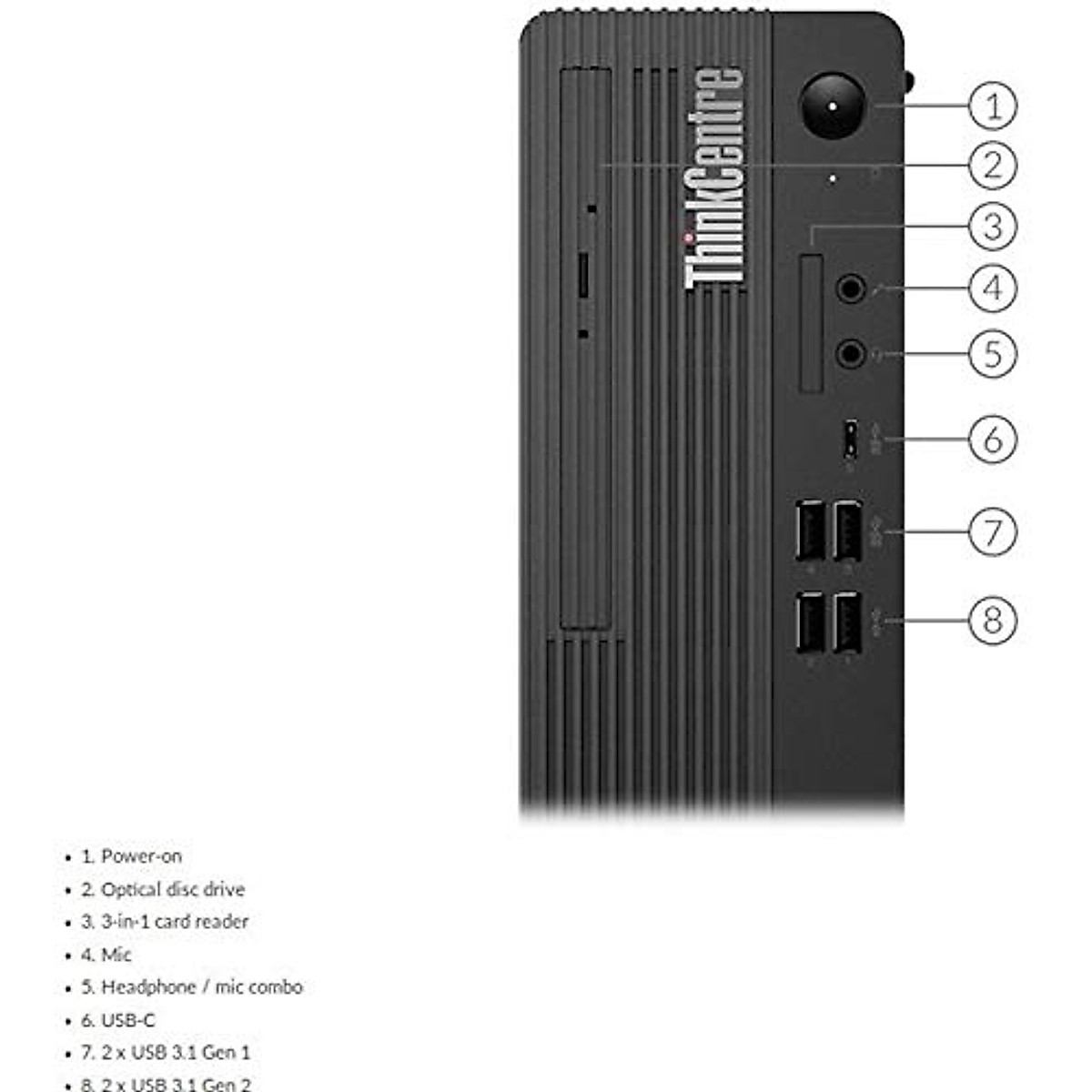 Lenovo ThinkCentre M80s 11CU001BUS Desktop Computer, Intel Core i7-10700 10th Gen, Windows 10 Pro, 16GB RAM, 512GB SSD, Black