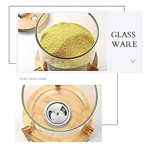 IYTBILQ Glass Cereal Dispenser Countertop with Spout Measuring Cup Sugar Flour Containers with Lids Airtight Automatic Rice Container for Kitchen Pantry 5L Capacity