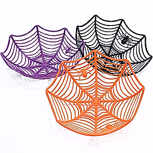 SEASD Halloween Party Plates Spider Web Candy Basket Spiderweb Halloween Party Decor Kitchen Supplies Biscuit Fruits Plates (Color : E, Size : 22 * 7.8cm)