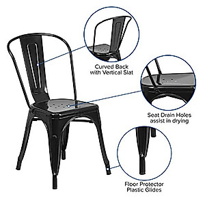 Flash Furniture Perry Commercial Grade Black Metal Indoor-Outdoor Stackable Chair