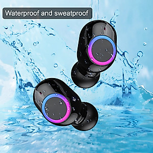 Q&F Tech F12 True Wireless Earbuds, LED Touch Bluetooth 5.2 Earphone, Intelligent Digital Display TWS Headset, Mini Sports in-Ear Headphone, Waterproof/Sweat-Proof, Small/Mini Size_Black