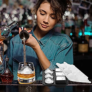 Nax Caki Ice Cube Molds Tray, Large Silicone Whiskey Ice Mold,2-in-1 Round Sphere Ice Ball Maker & Square Ice Trays for Cocktails, Bourbon, Whiskey Gifts for Men from Daughter Wife Son Kids…