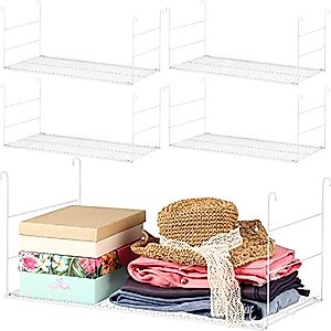 4 Pieces 24 Inch Long Hanging Wire Shelf Wire Shelf Accessory Closet Wire Shelf Organizer Steel Wire Shelving for Storage Room Laundry Room Kitchen Pantry Desk Bookshelf Cupboard Office Bathroom