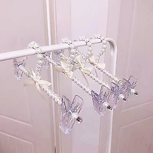 5 Pcs Plastic Artificial Pearl Pants Hangers Jeans Hangers Delicate Clothes Hangers with Clip for Trousers Skirts Jeans Slacks Pants,9.4 Inch