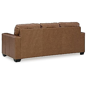 Signature Design by Ashley Bolsena Contemporary 2-in-1 Leather Match Sofa Sleeper with Folding Gel Memory Foam Mattress, Queen, Dark Brown