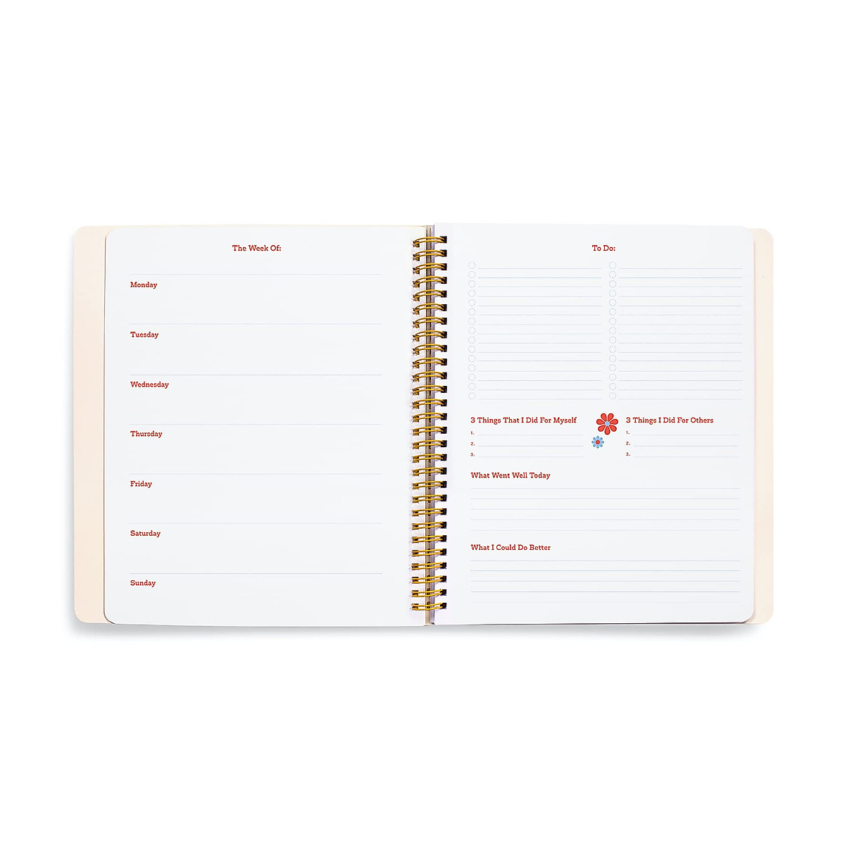 ban.do Undated Weekly Planner, To Do List Notebook with Stickers, Guided Wellness Journal, Daily Organizer for School or Office, Progress Not Perfection