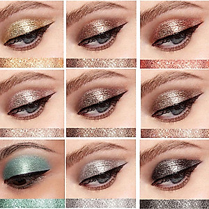 10 Colors Dazzling Glitter Liquid Eyeshadow Metallic Shiny Shimmer Long Lasting Waterproof Highly Pigmented Glow Eye Shadow Kit Sparkle Diamond Pearlescent Eye Makeup Cosmetic