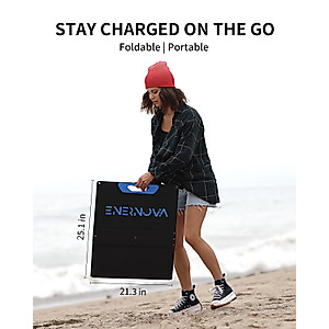 ENERNOVA 100W Portable Solar Panel for Solar Generator, IP68 Waterproof, Foldable Solar Charger with Female and Male Connectors, High-Efficiency Battery Charger for Outdoor Camping Van RV Trip
