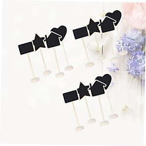 NUOBESTY 15pcs Mini Message Board Signs Mini Chalkboards Support Hanging Chalkboard Labels Wedding Sign Chalkboard Hanging Tag Mini Blackboard Easel Woodsy Decor with Base Bamboo Mini Table