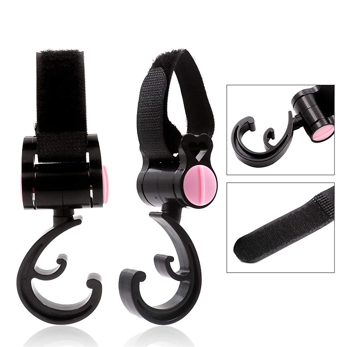 Baby Stroller Hooks, 4 Pack of Multi Purpose Hooks Adjustable Hanger Mommy Bag Hooks for Hanging Diaper Bags,Purse,Stroller Organizer