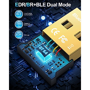 ZEXMTE USB Bluetooth Adapter for PC, 5.4 Bluetooth Dongle, Long Range Bluetooth Transmitter&Receiver, Plug-and-Play for Desktop, Laptop, Mouse, Keyboard, Headsets, Speakers Support Windows 11/10/8.1/7