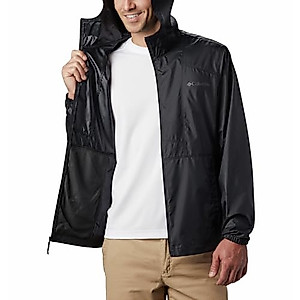 Columbia mens Flashback Windbreaker Jacket, Water Resistant Jacket, Black, Large US