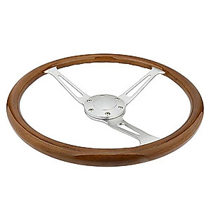 Universal 380mm 15" Inch Deep 40mm Grant Classic Nostalgia Style Wood Grain Steering Wheel with Horn Kit