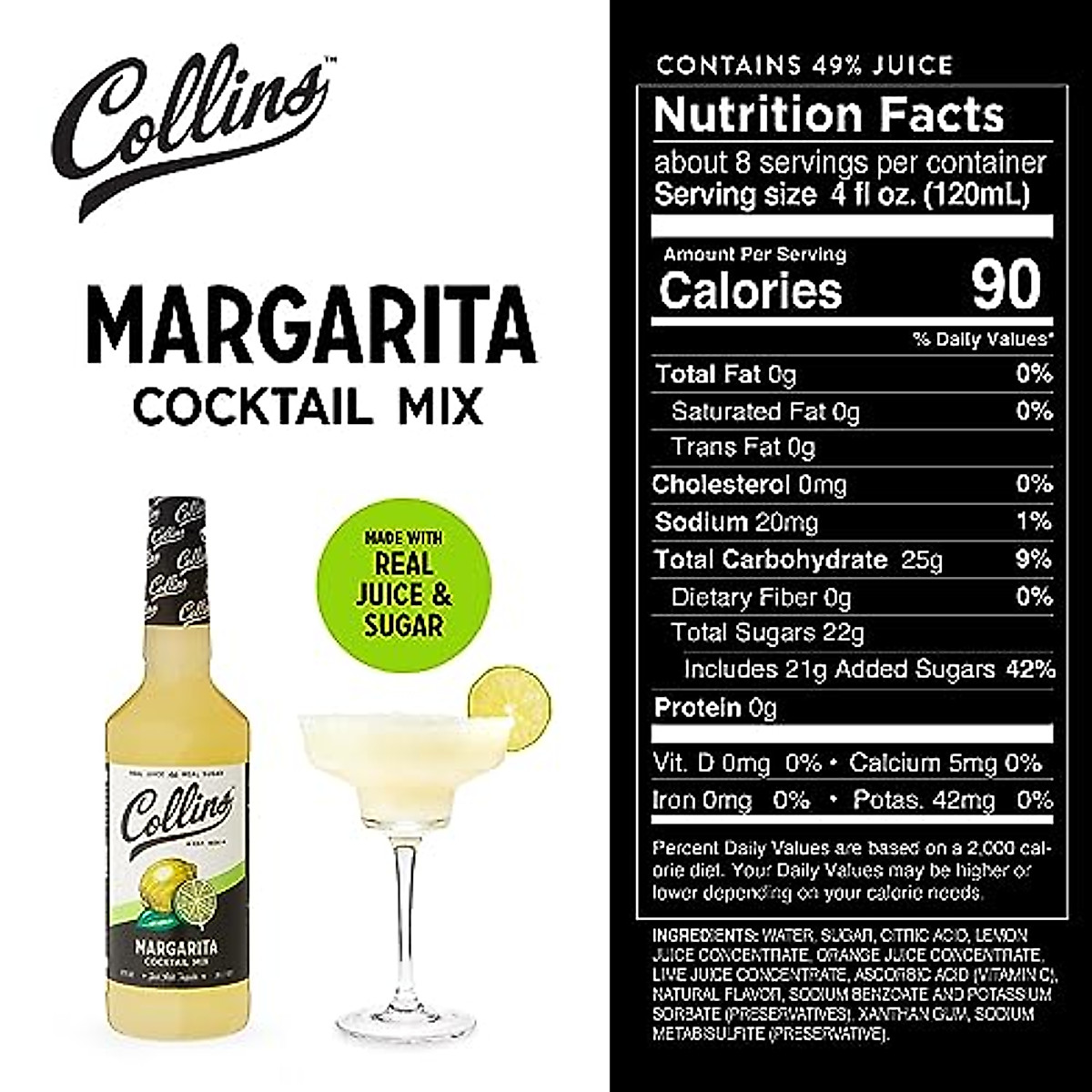 Collins Margarita Mix | Made With Lime, Lemon and Orange Juice With Natural Flavors | Cocktail Recipe Ingredient, 32 fl oz