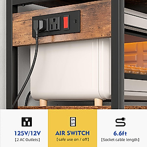 EnHomee Bakers Rack with Storage Cabinet Coffee Bar Cabinet Bakers Rack with Power Outlet Microwave Stand with Storage for Kitchen, Space Saving, Easy Assembly