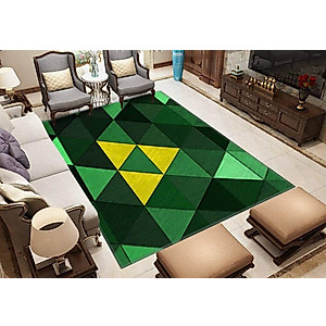 Triforce Quest Green Area Rugs Non-Slip Floor Mat Doormats Home Runner Rug Carpet for Bedroom Indoor Outdoor Kids Play Mat Nursery Throw Rugs Yoga Mat