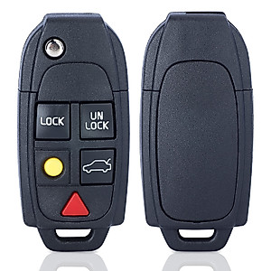 Beefunny Replacement Folding Remote Key Case Fob 5 Button for Volvo XC70 XC90 2003-2014 (1)