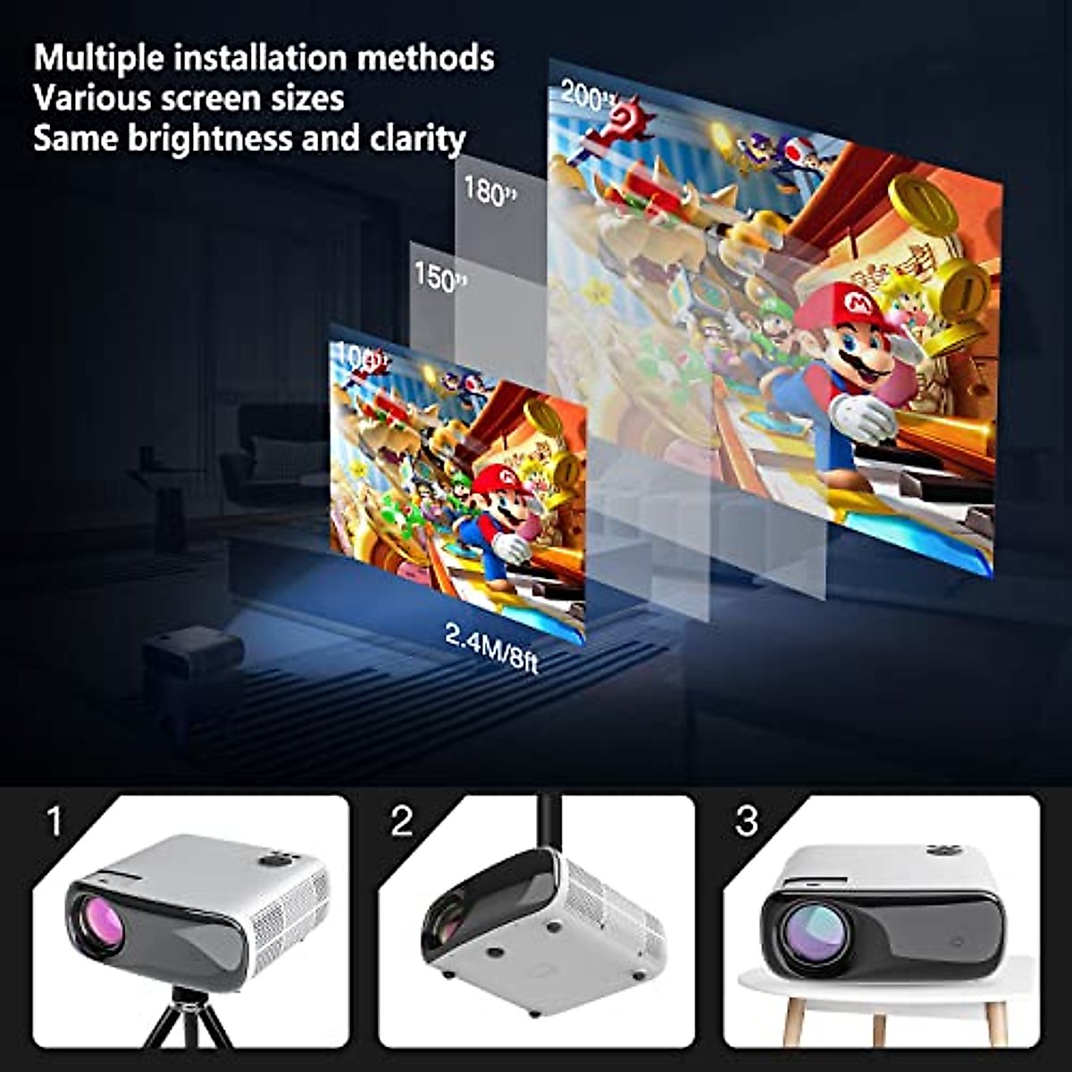 2022 4K FHD 5G WiFi Projector,Bluetooth Projector,4-Point auto Keystone adjustabler, Upgrade 800ANSI 240" Home Theater Video Projector with HDMI, USB, Laptop, iOS & Android Smartphone