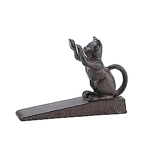 Smart Urban Home 2 x Cat Cast Iron Doorstops – Anti-Slip Anti-Scratch Pads - Bonus 4 x Wall Protectors/Bumpers - Decorative Antique Animal Door Stops - Home, Office, Farmhouse