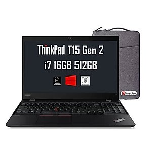 Lenovo Thinkpad T15 15.6" FHD (Intel 4-Core i7-1165G7, 16GB RAM, 512GB SSD, UHD Graphics) Full HD IPS Business Laptop, Backlit Keyboard, 2X Thunderbolt 4, Fingerprint, IST Bag, Windows 10 Pro