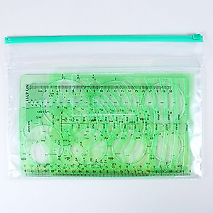 9 Pieces Drawings Templates Measuring Geometric Rulers Plastic Draft Rulers for School Office Supplies, Clear Green