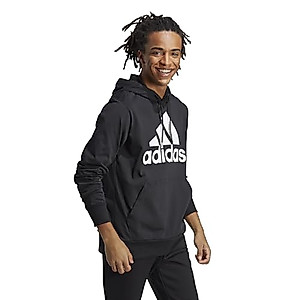 adidas Men's Essentials Logo Hoodie Legacy, Black/White/Black, Medium