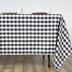 TABLECLOTHSFACTORY Perfect Picnic Inspired Checkered 54" Square Polyester Tablecloths White/Black
