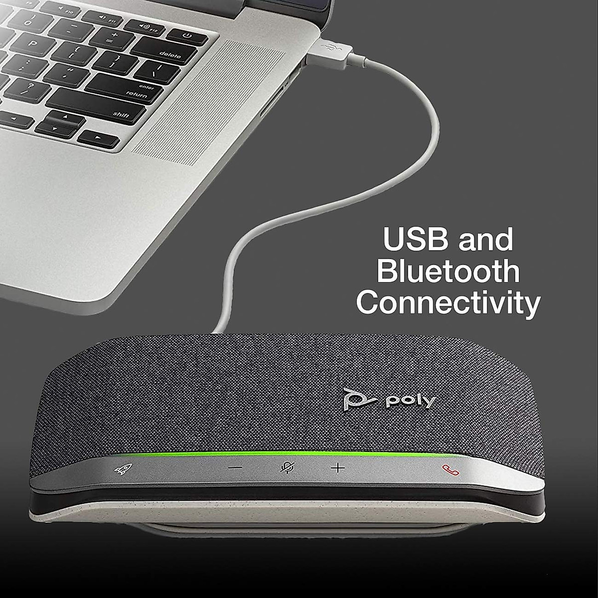 Poly SYNC 20 USB-C Speakerphone - Globa Teck Worldwide Bundle with Universal Charger - for Streaming Voice/Video, Distance Learning, Remote Work, School,Conferencing Apps - Zoom, Webex, Meet, Teams