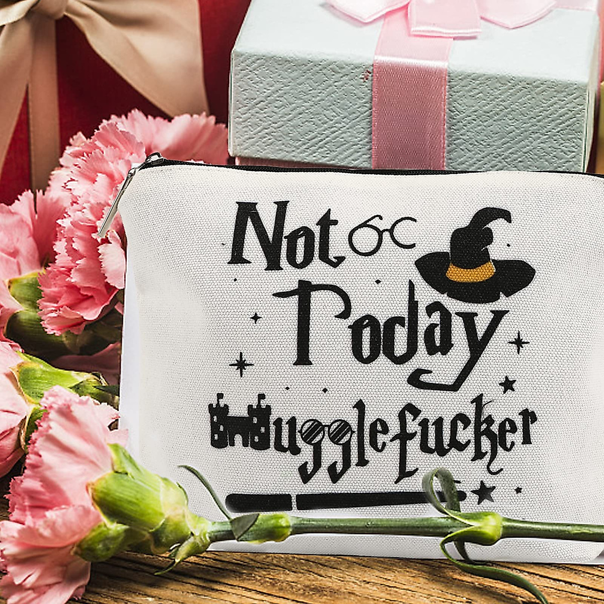 JYSILIYH Book Lover Makeup Bag Cosmetic Bag Girl Zipper Purse Travel Bag Wizard Hat Reading Lovers Gifts for Girl Women Birthday Anniversary Memorial Day Canvas Bag (Not Today)