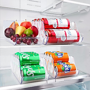 Soda Can Organizer for Refrigerator Foldable Can Holder Dispenser, Soda Can Organizer for pantry, Freezer, Holds Up to 9 Cans Each, BPA-Free, Clear Design