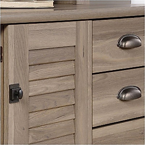 Scranton & Co Modern Wood Computer Desk with Hutch in Salt Oak