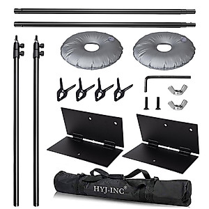 HYJ-INC Pipe and Drape Photography Backdrop Stand Kit Adjustable Photo Background Stand 10ft x 6.5ft with Metal Base for Parties Weddings Birthday Party Events Photo Booth