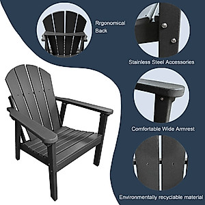 FOLAWO Adirondack Chair HDPE Weather Resistant Outdoor Adirondack Chair Fire Pit Chairs for Patio Lawn Garden Backyard Deck